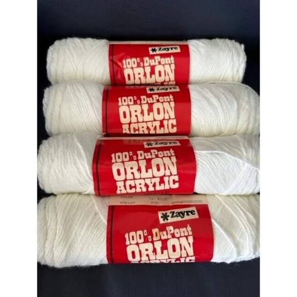 Zayre | Other | Zayre 4 4oz Skeins 4 Fold Dupont Orlon Acrylic 6 White ...